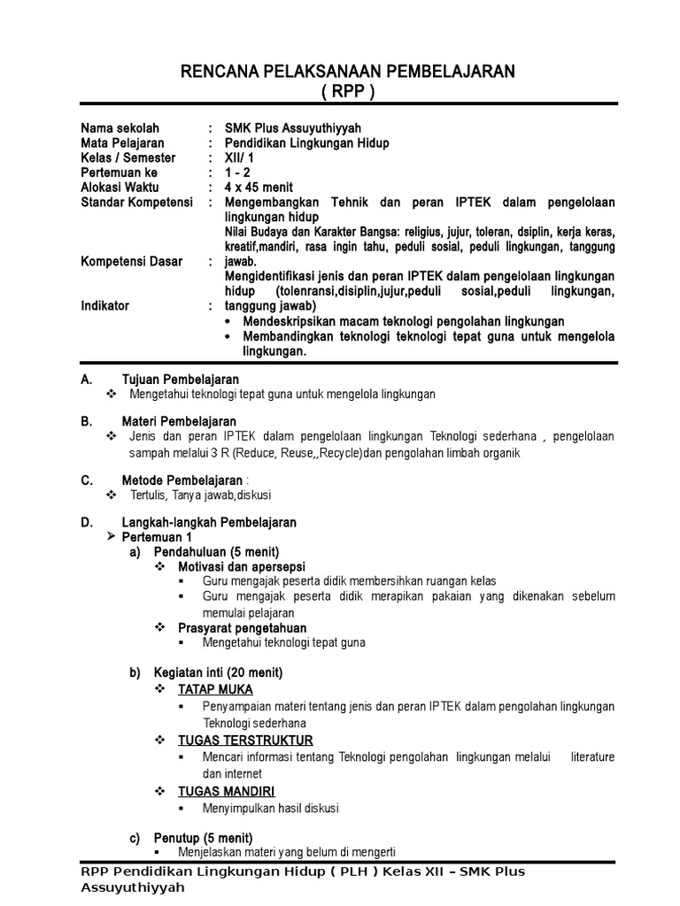 RPP PLH Xii | PDF