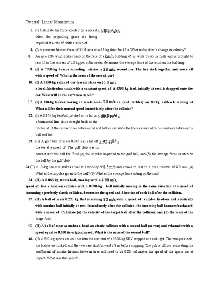 Tutorial 3-Dynamic (Momentum) | PDF | Collision | Force