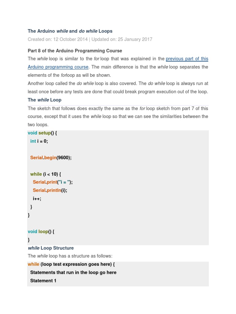 Notes Arduino 8 Pdf Control Flow Areas Of Computer Science