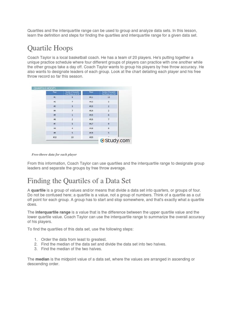 Quartiles | PDF | Quartile | Median