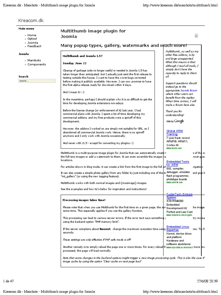 Multithumb Image Plugin For Joomla New Version 2 0 | PDF | Parameter ...