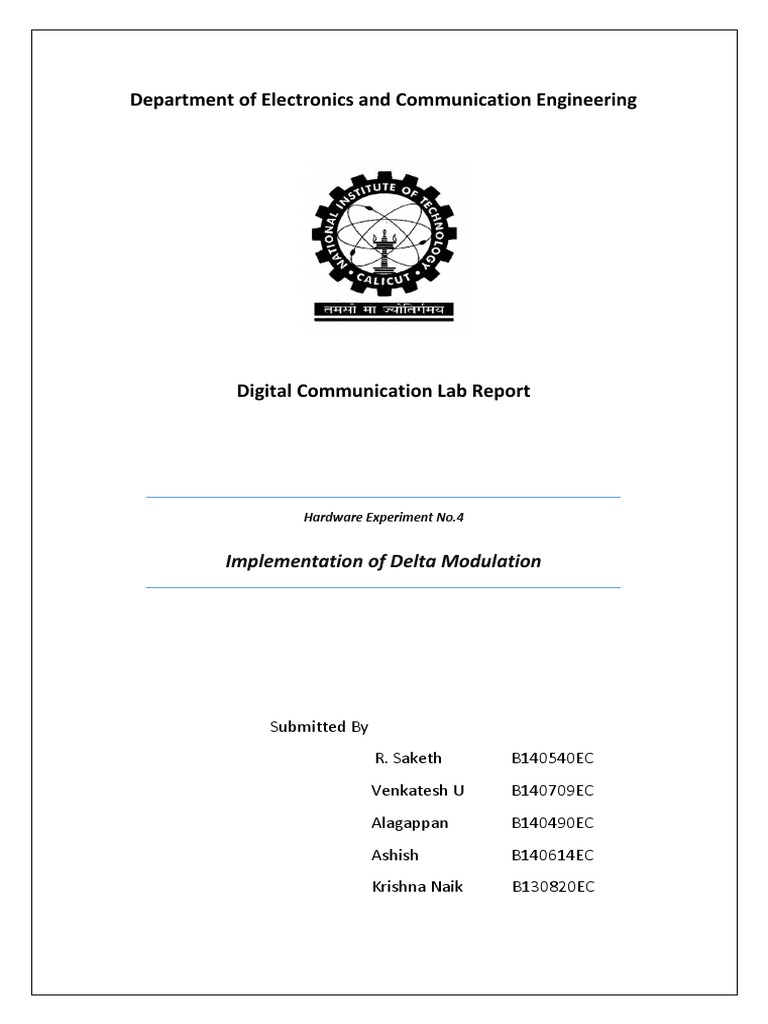 Department Of Electronics And Communication Engineering Implementation Of Delta Modulation