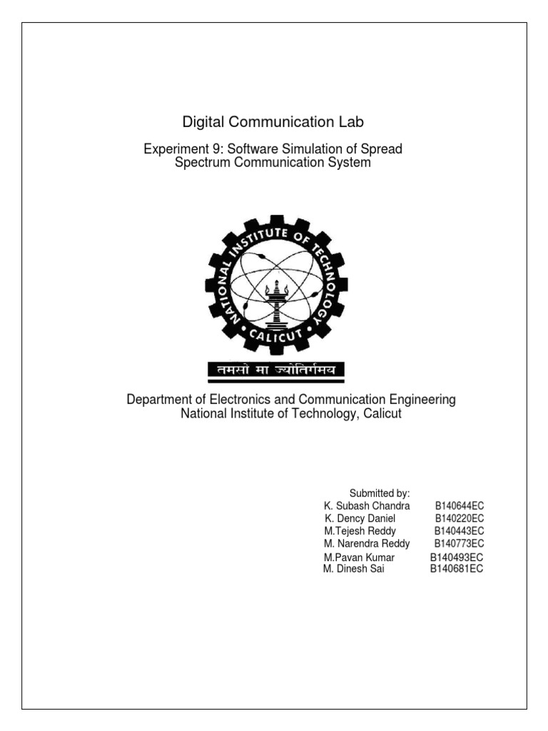 Digital Communication Lab: Experiment 9: Software Simulation of Spread ...