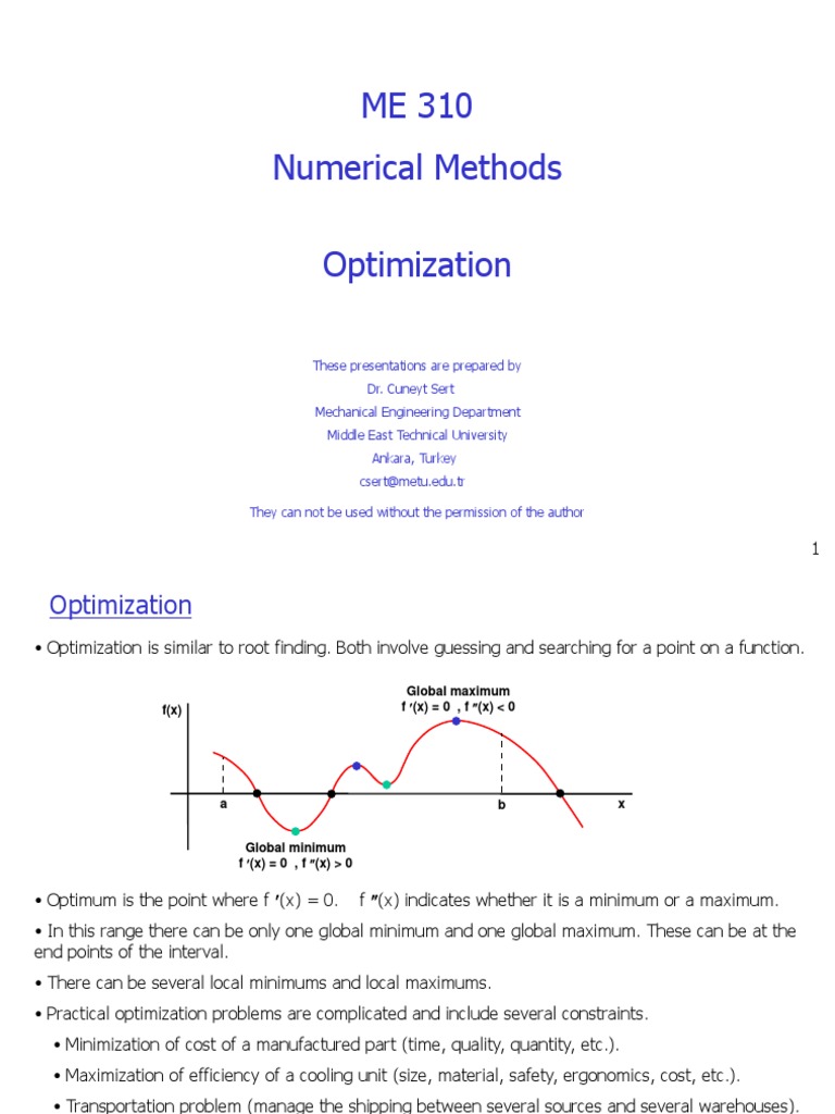 ME 310 Numerical Methods Optimization | PDF | Mathematical Optimization | Numerical Analysis