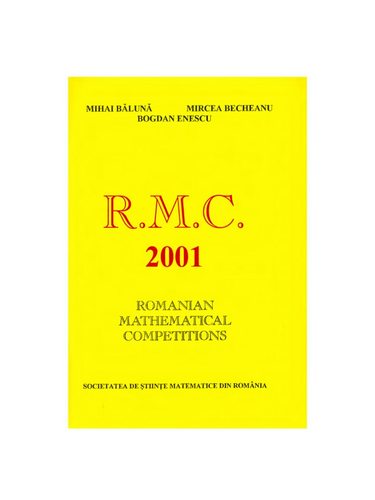 Romanian Mathematical Competitions2001 PDF | PDF