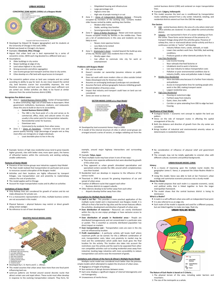 Urban Models Presenters Notes | PDF | Suburb | Urban Sprawl