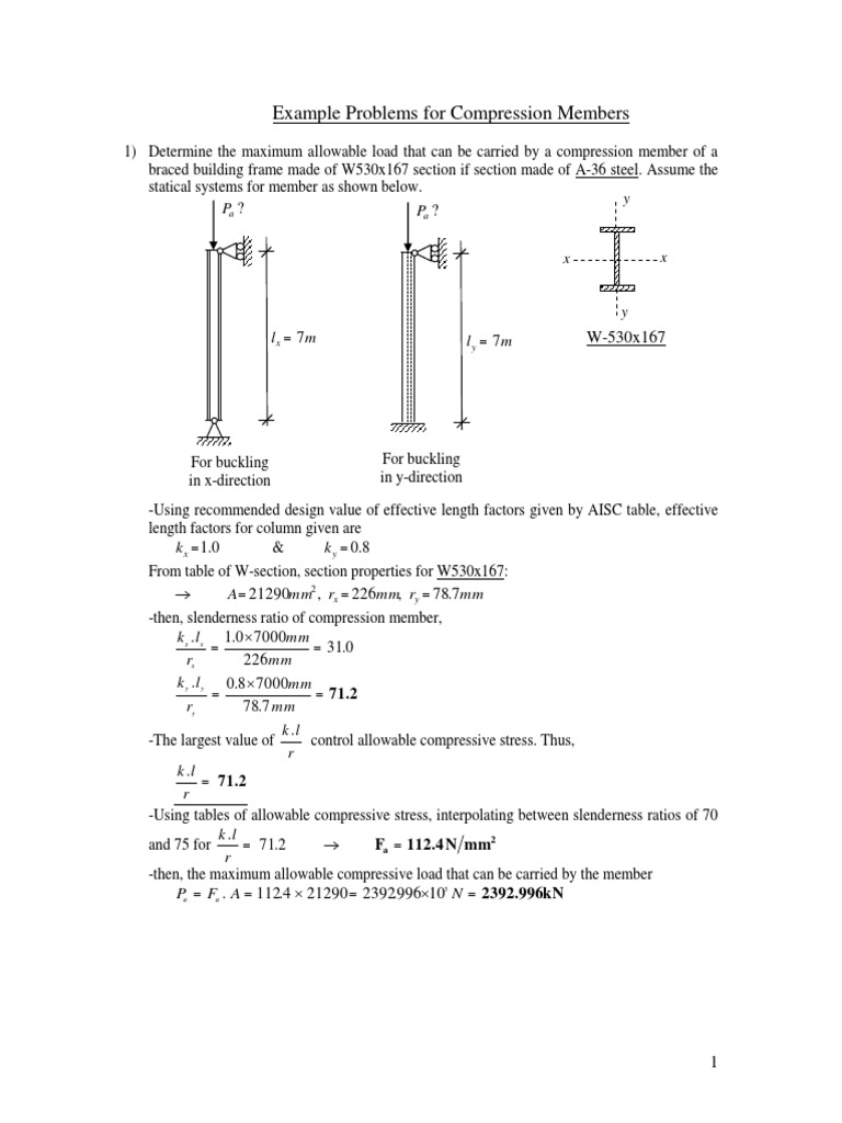 Example Problems For Compression Members | PDF | Buckling | Column