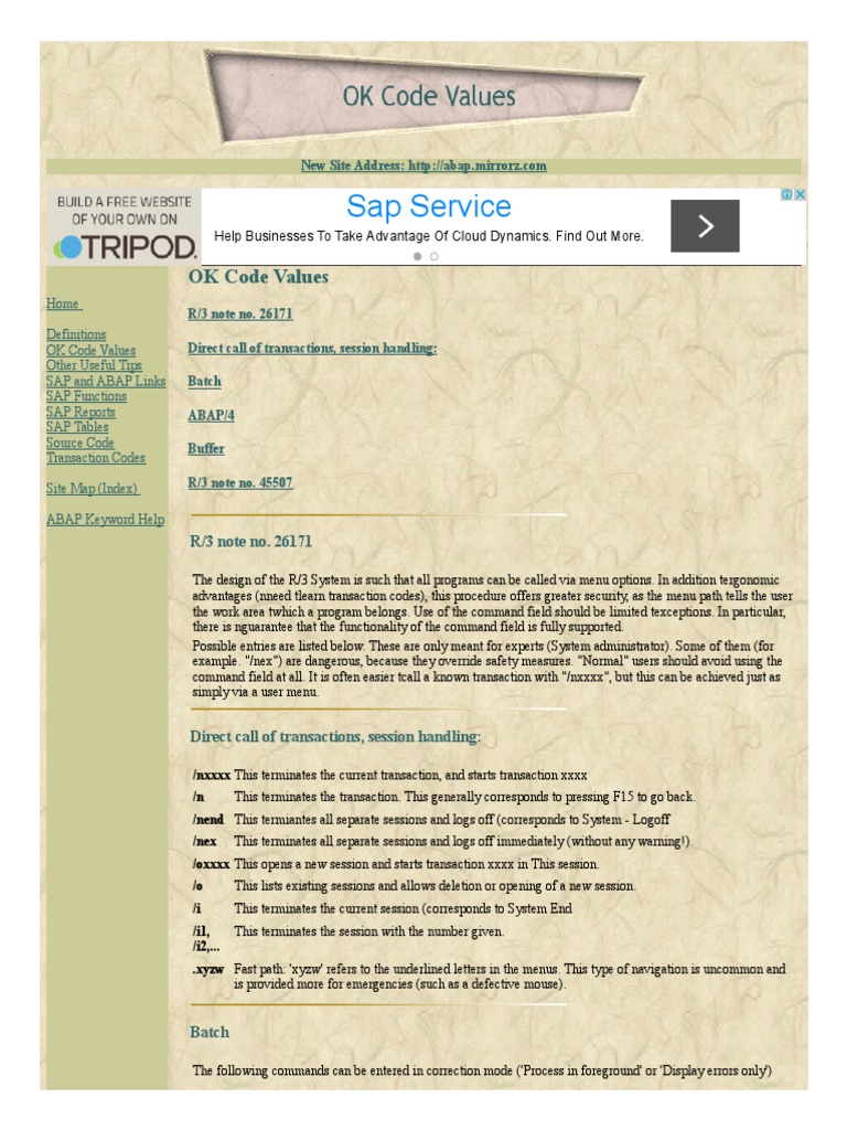 Sap Service: OK Code Values | Download Free PDF | System Software ...