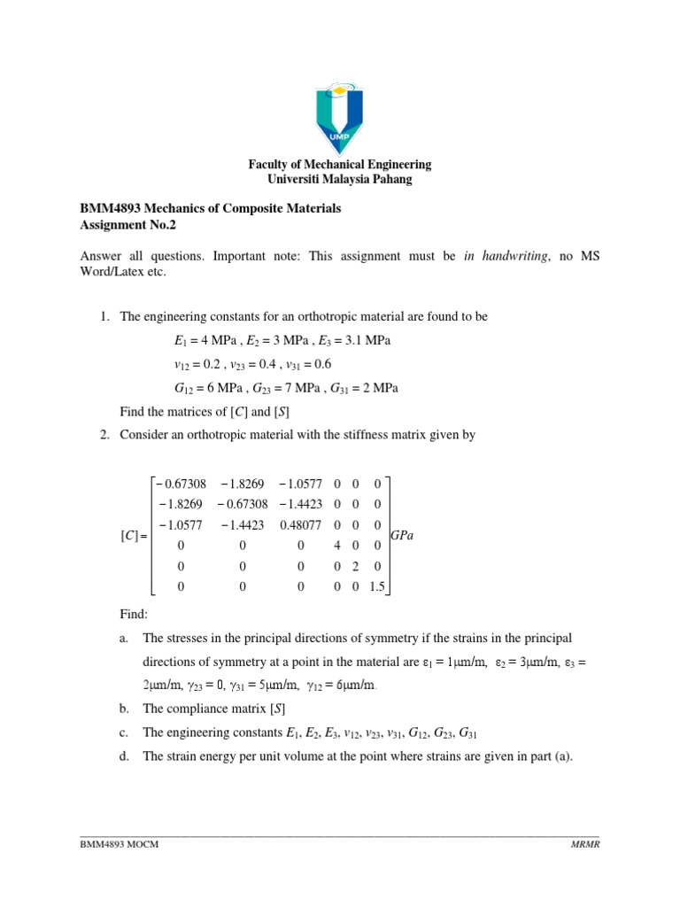 UMP Faculty of Mechanical Engineering assignment on mechanics of ...