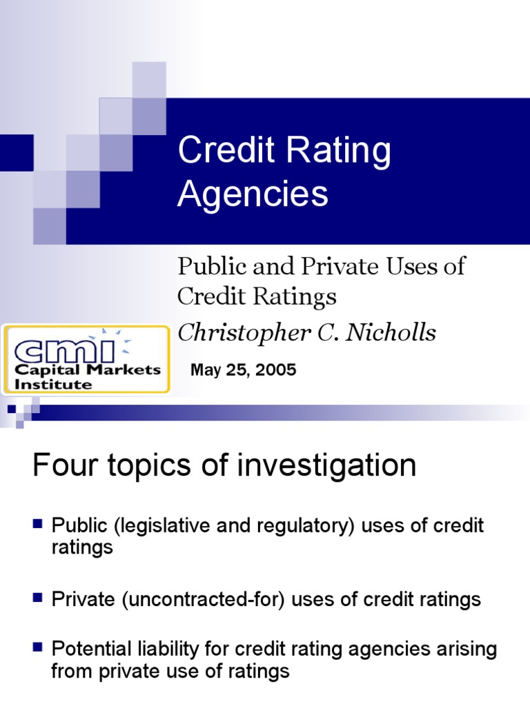 Credit Rating Agencies: Public and Private Uses of Credit Ratings ...