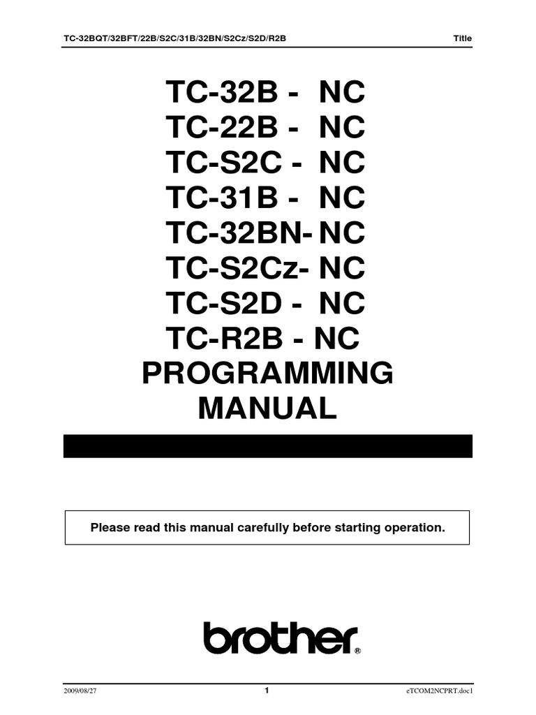 Brother TC S2D Programming Manual PDF | PDF | Numerical Control ...