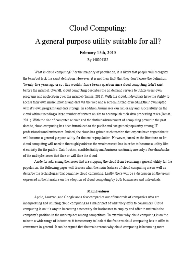 Cloud Computing Essay | Cloud Computing | Virtualization