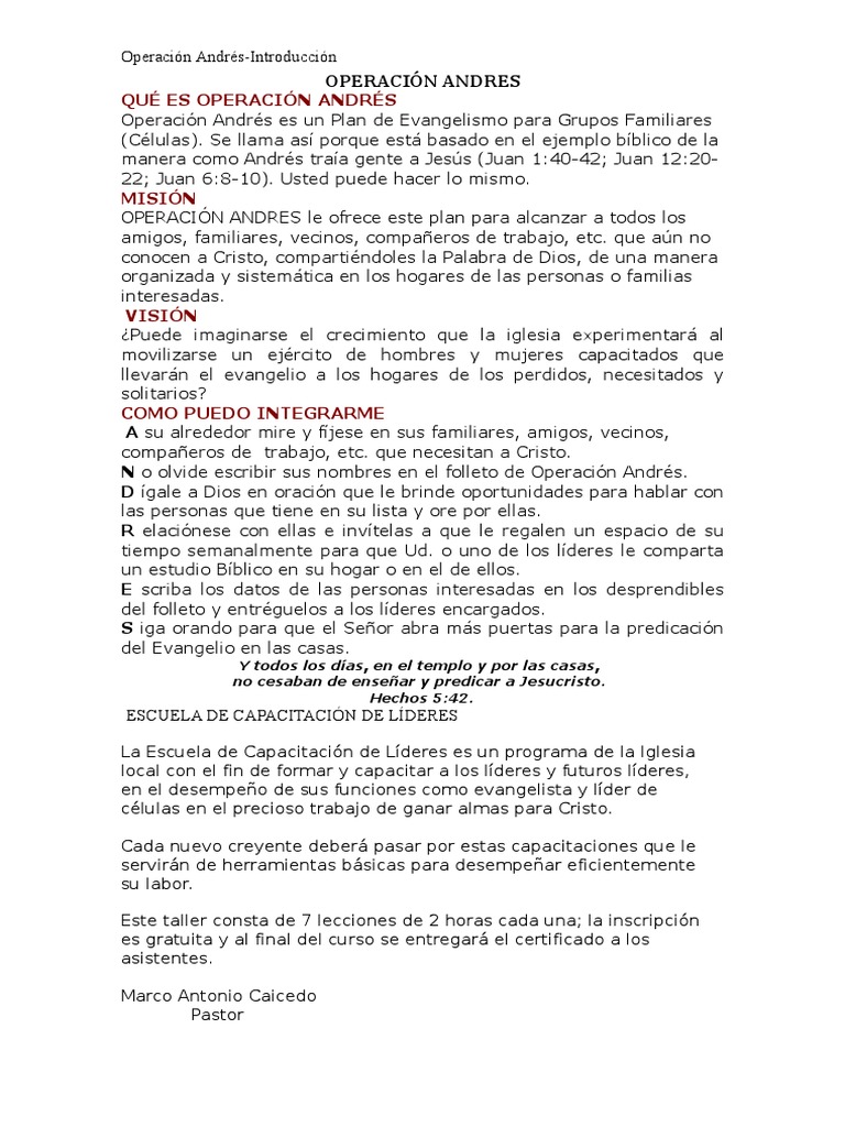 Presentando Operación Andrés: Un plan de evangelismo para grupos ...