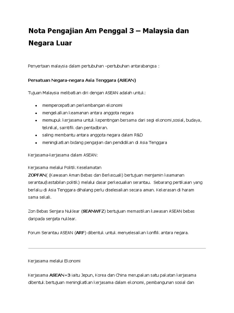 Nota Pengajian Am Penggal 3 | PDF