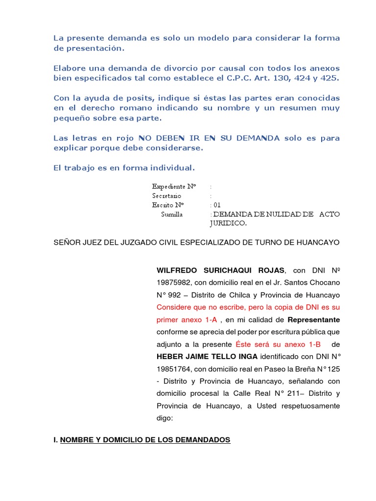 Modelo de Demanda | PDF | Caso de ley | Demanda judicial