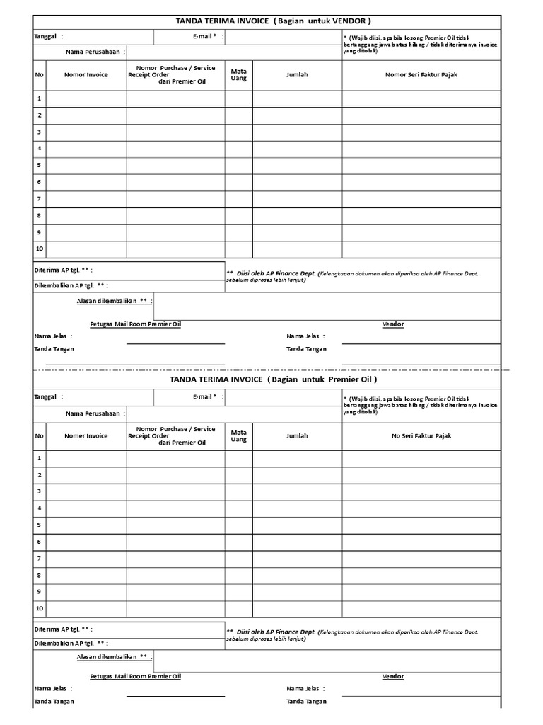 Tanda Terima Invoice 2012 | PDF