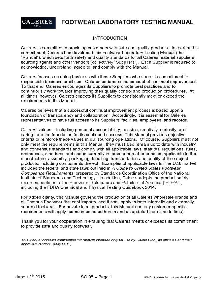 Footwear Lab Testing Guidelines | PDF | Shoe | Supply Chain