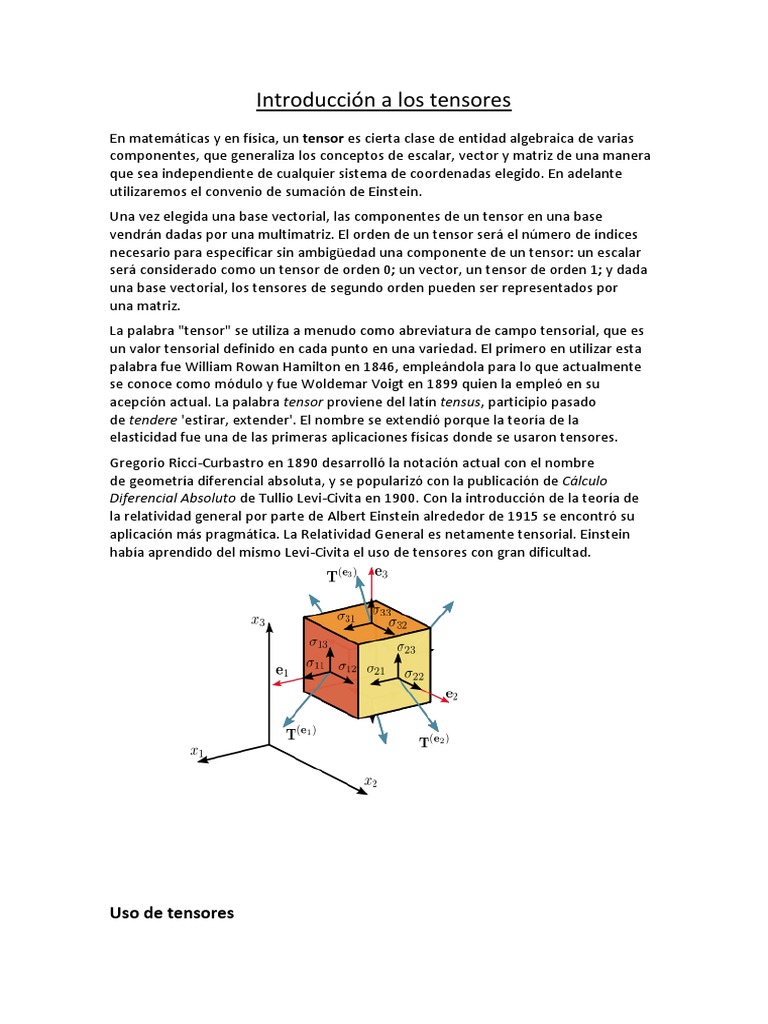 Introducción a los tensores en matemáticas y física | PDF | Tensor ...