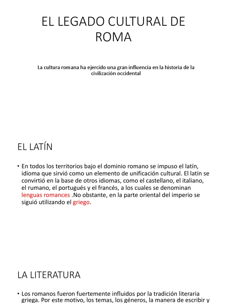 El Legado Cultural de Roma | PDF