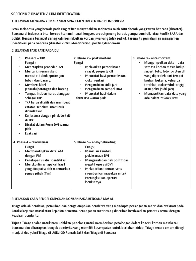 SGD Topik 7 Disaster Victim Identification | PDF