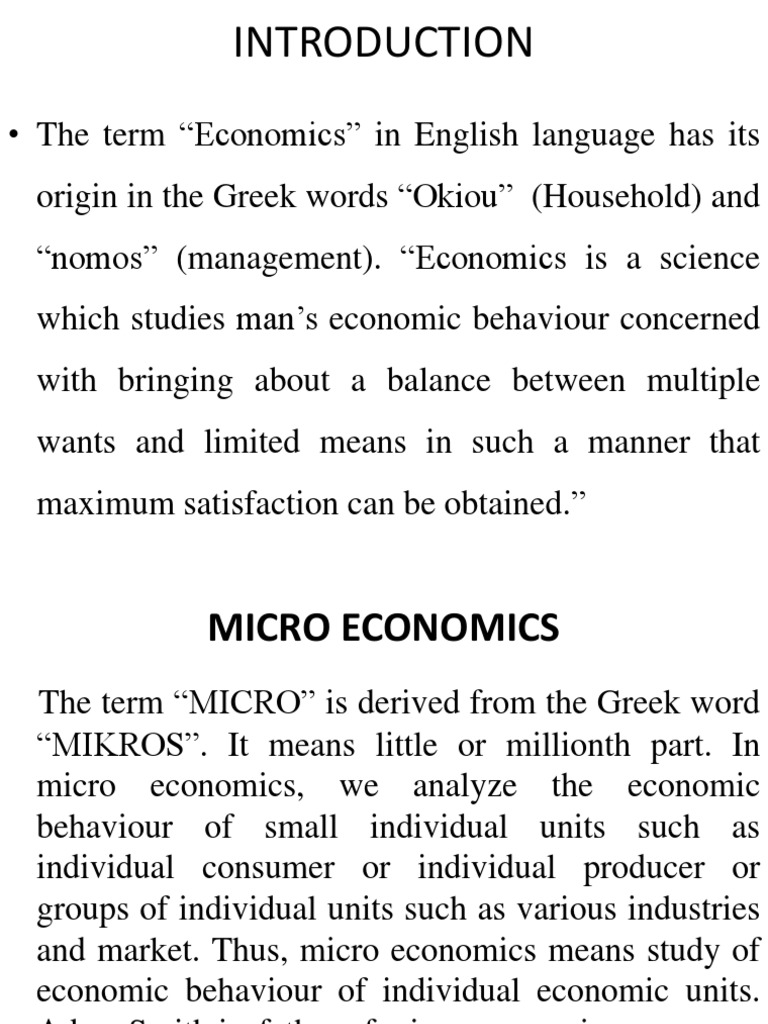 Introduction To Economics | PDF | Microeconomics | Economics