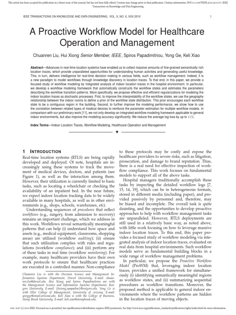 A Proactive Work Ow Model For Healthcare Operation and Management | PDF ...