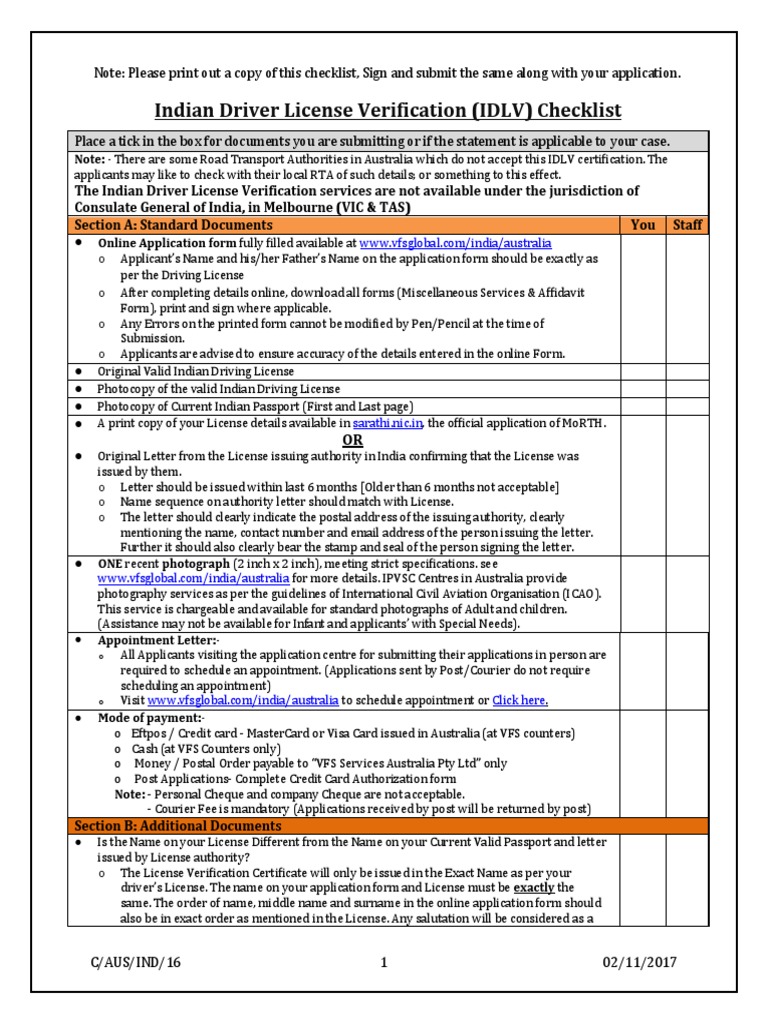 Indian Driver License Verification Checklist | PDF | Notary Public ...