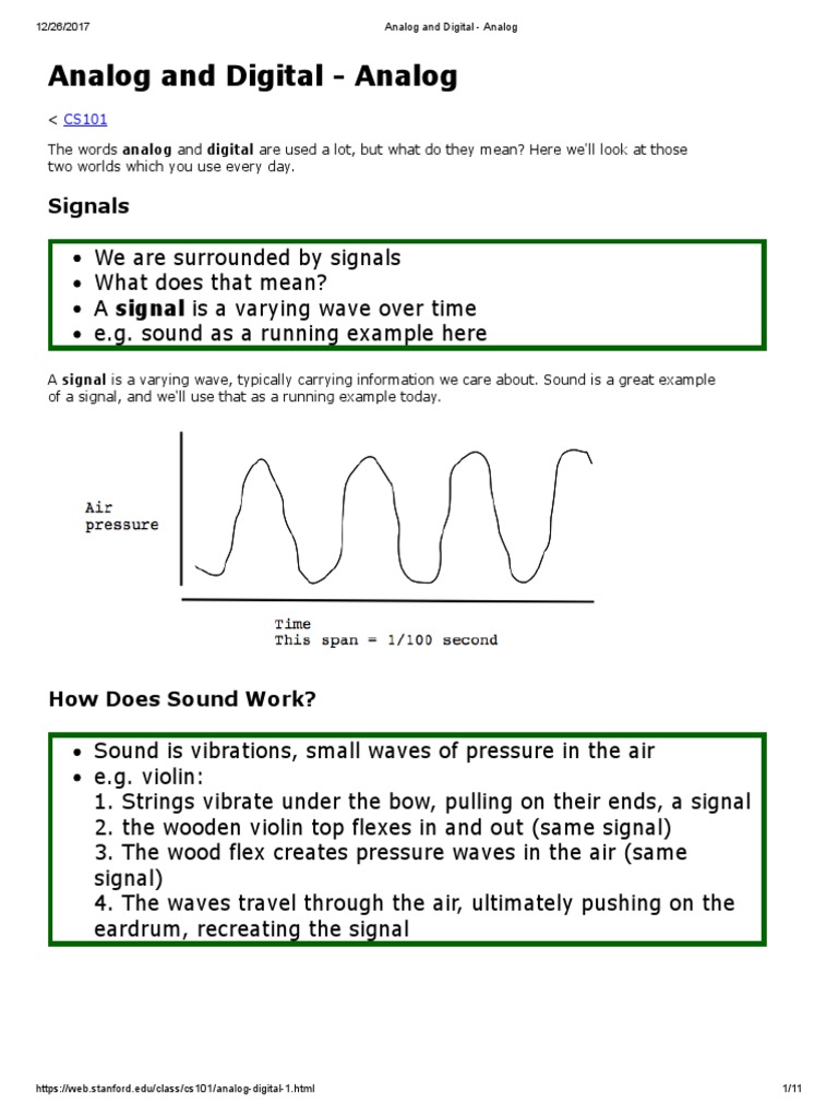 Analog and Digital - Analog | PDF | Sound | Analog Signal