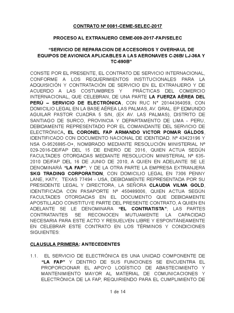 Proceso 009-2017 Contrato 0081-2017 SKG | PDF