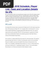 IPL 2023 Schedule and Venues | PDF | Summer Sports | Cricket