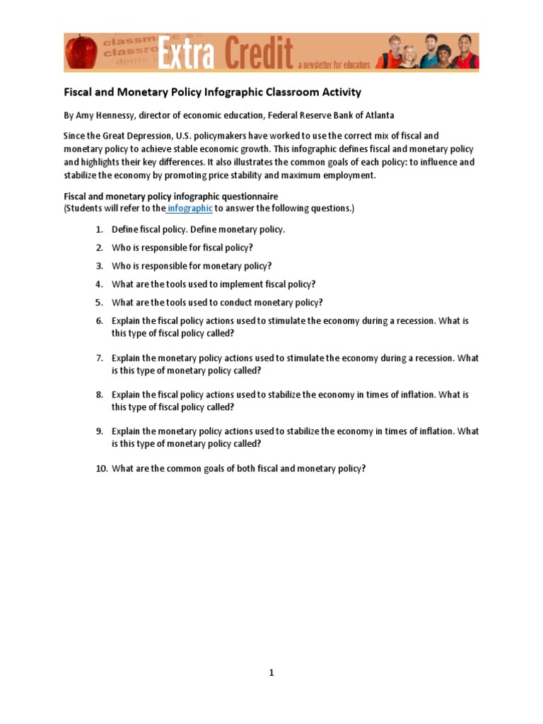 Exploring Fiscal and Monetary Policy Through Classroom Activities | PDF ...