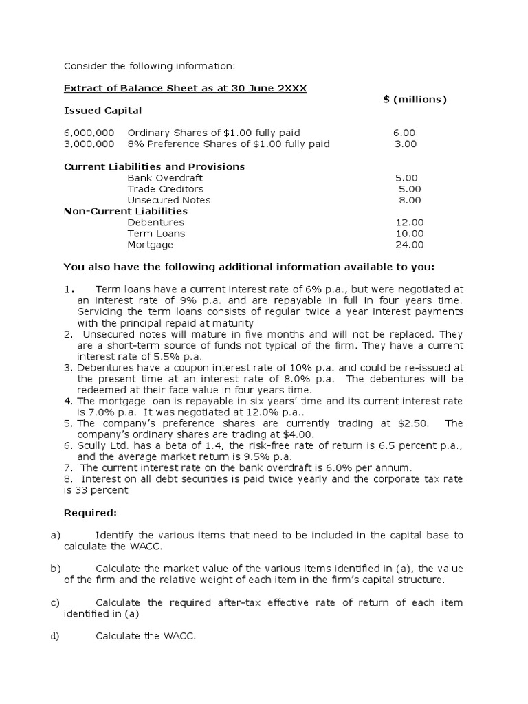 WACC Calculation and Capital Structure Analysis | PDF | Interest | Loans