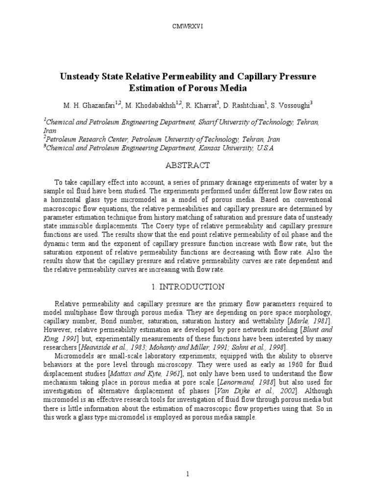 Unsteady State Relative Permeability and Capillary Pressure Estimation ...