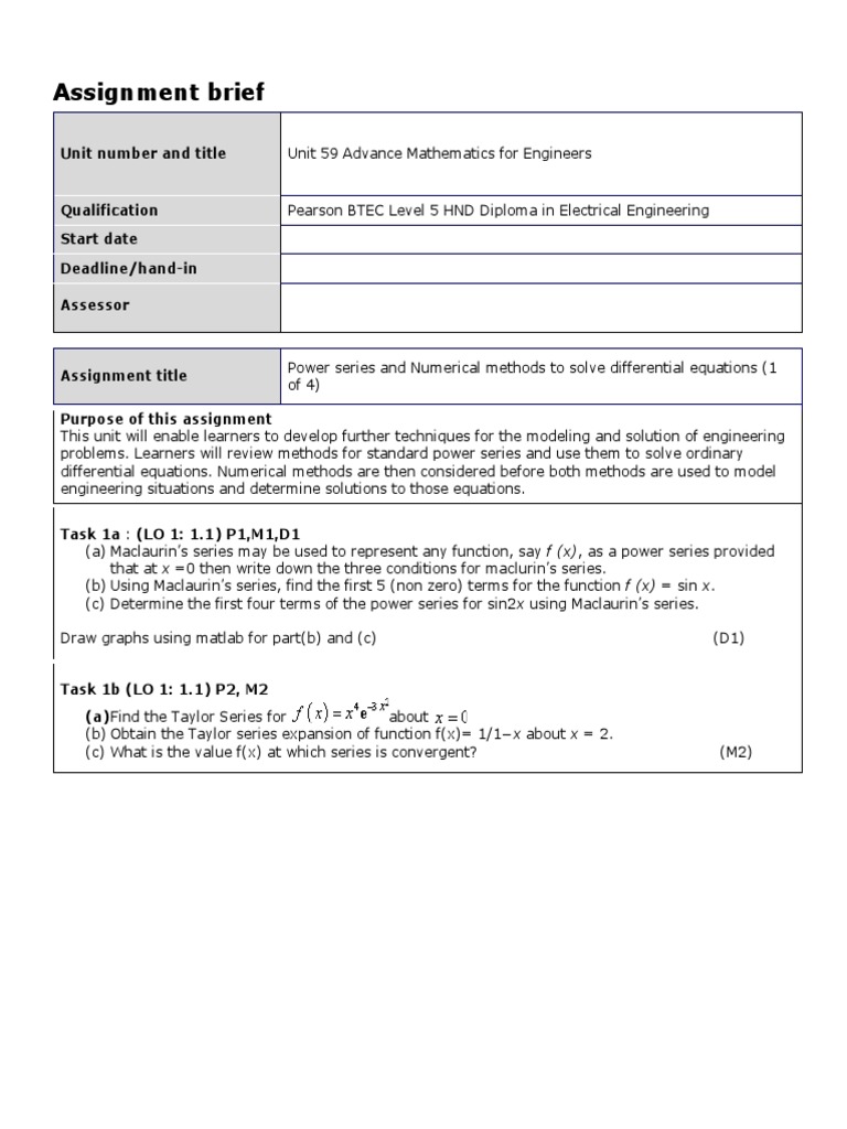 Assignment Brief59 1 | PDF | Electrical Network | Power Series