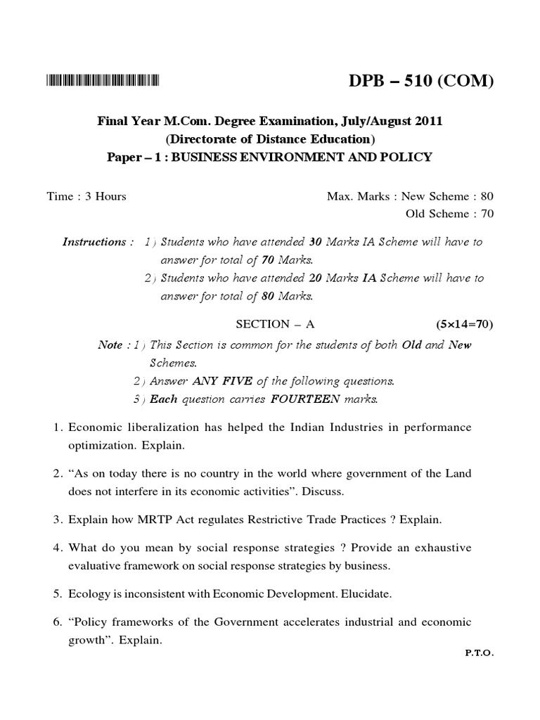 2011 - MCom - Final Year | PDF | International Business | Entrepreneurship