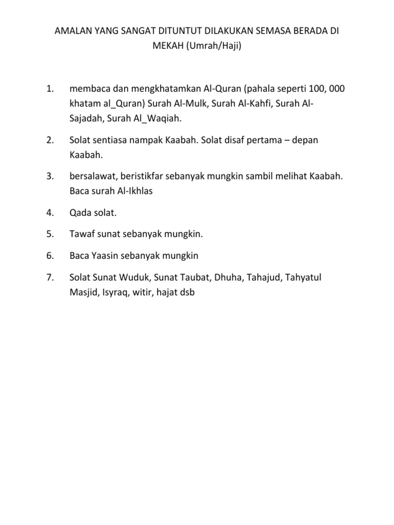 Amalan Semasa Umrah Dan Haji PDF | PDF