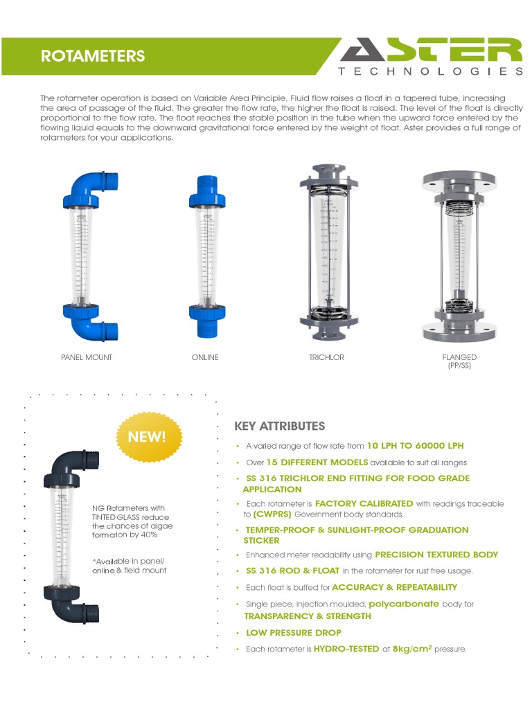 Rotameter | PDF | Buoyancy | Flow Measurement