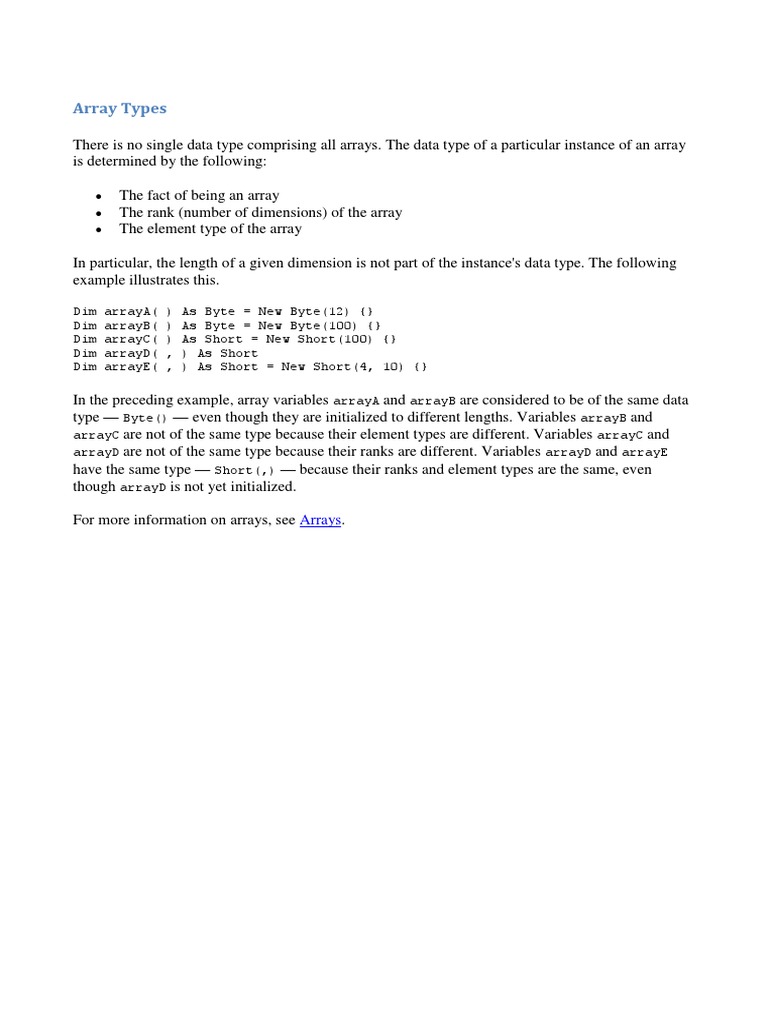 Array Types Vb Pdf