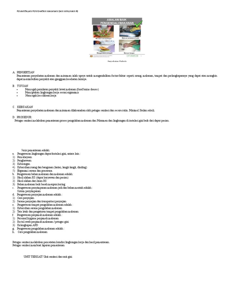 Pemantauan Penyehatan Makanan Dan Minuman Rs | PDF