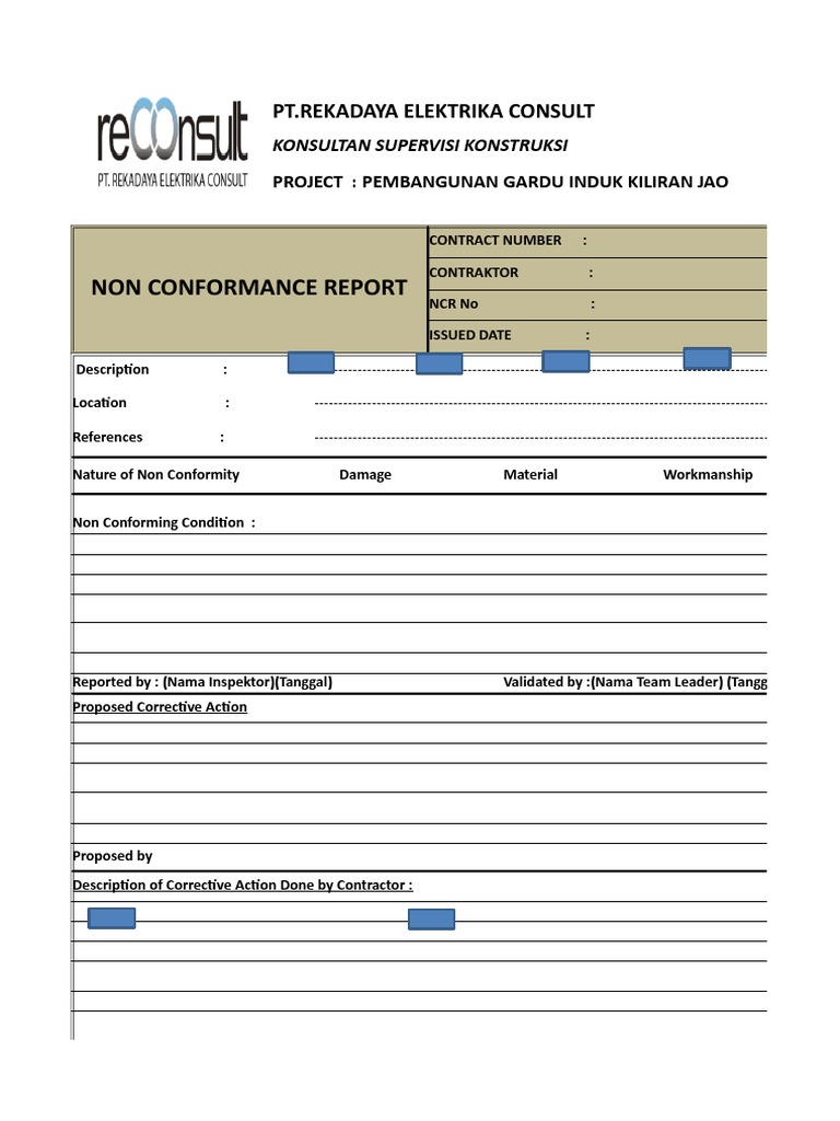 Non Conformance Report: PT - Rekadaya Elektrika Consult | PDF