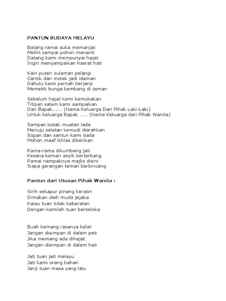 Pantun Budaya Melayu | PDF