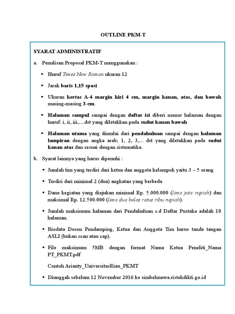 Panduan Proposal PKM-T | PDF