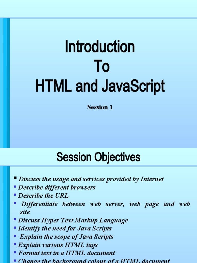 To HTML and Javascript: Session 1 | PDF | World Wide Web | Web Development