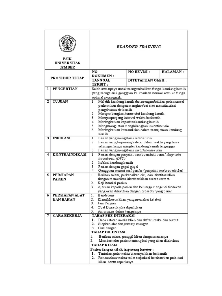 SOP Bladder Training | PDF