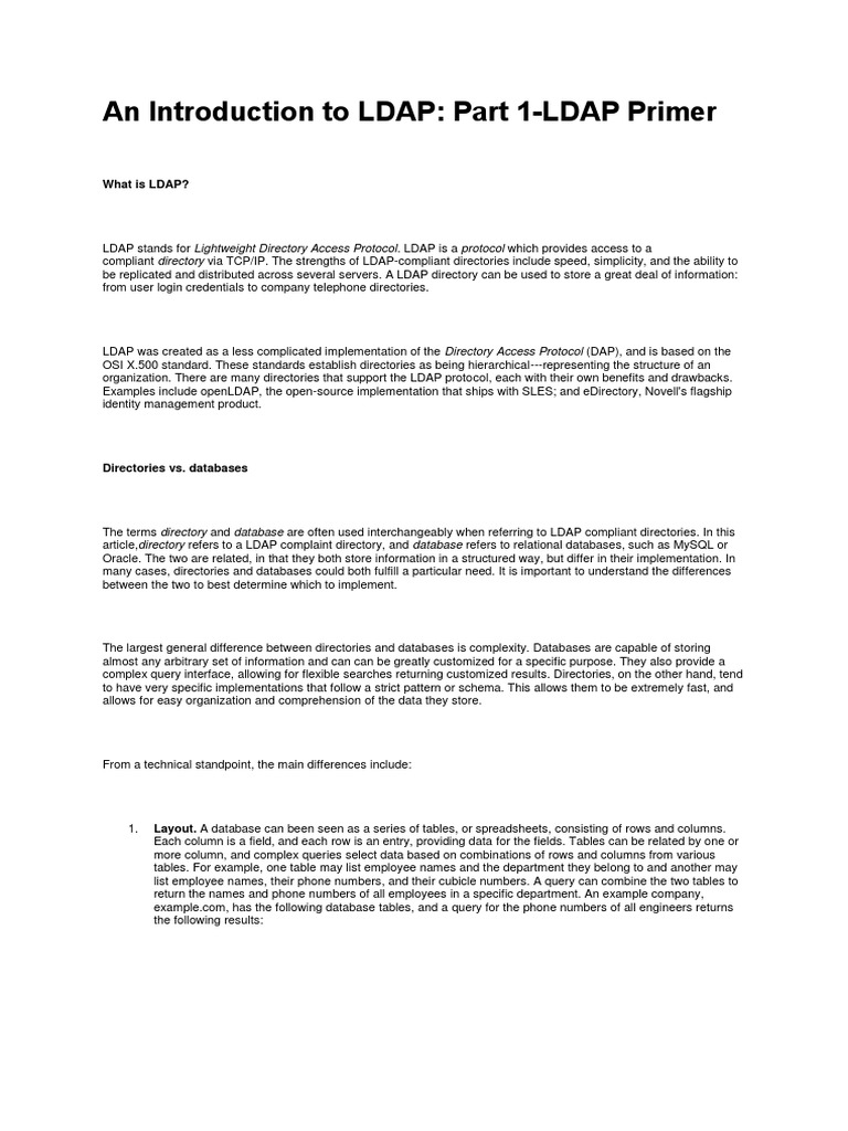 An Introduction To LDAP | PDF | Databases | Information Technology Management