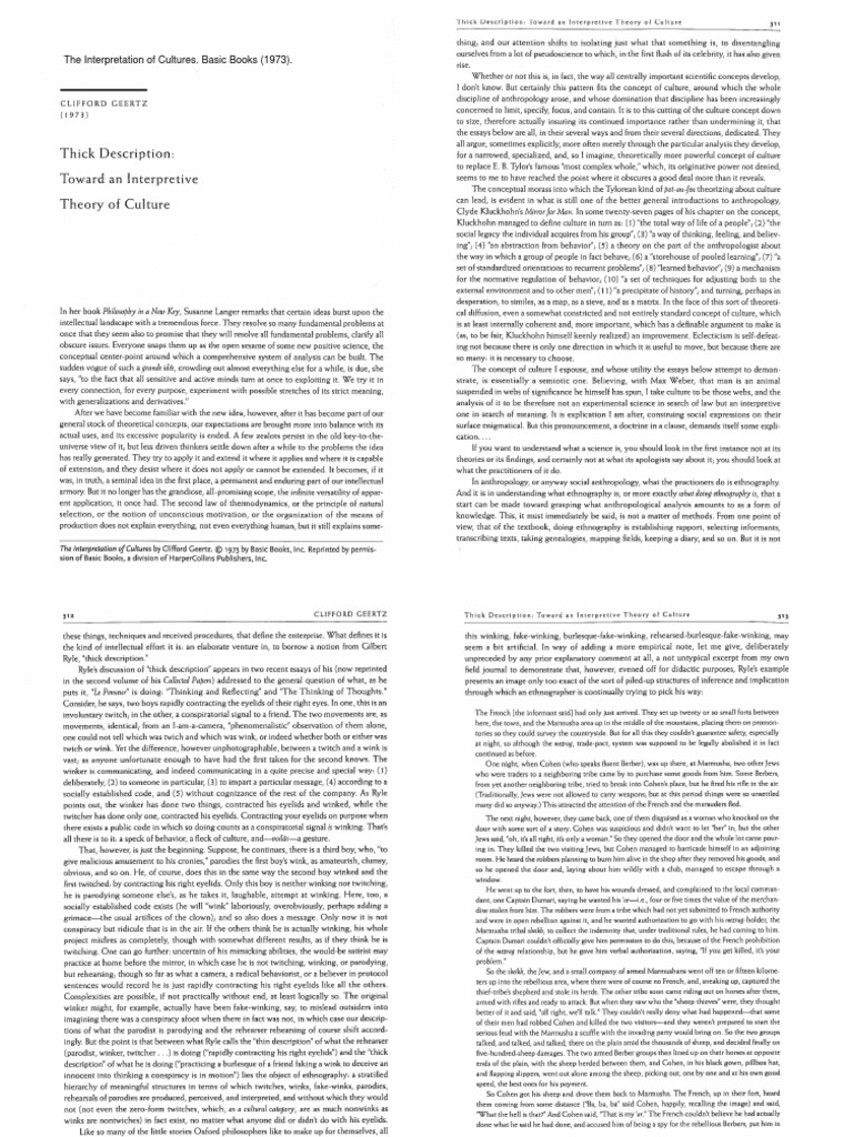 Clifford Geertz-Thick Description | PDF