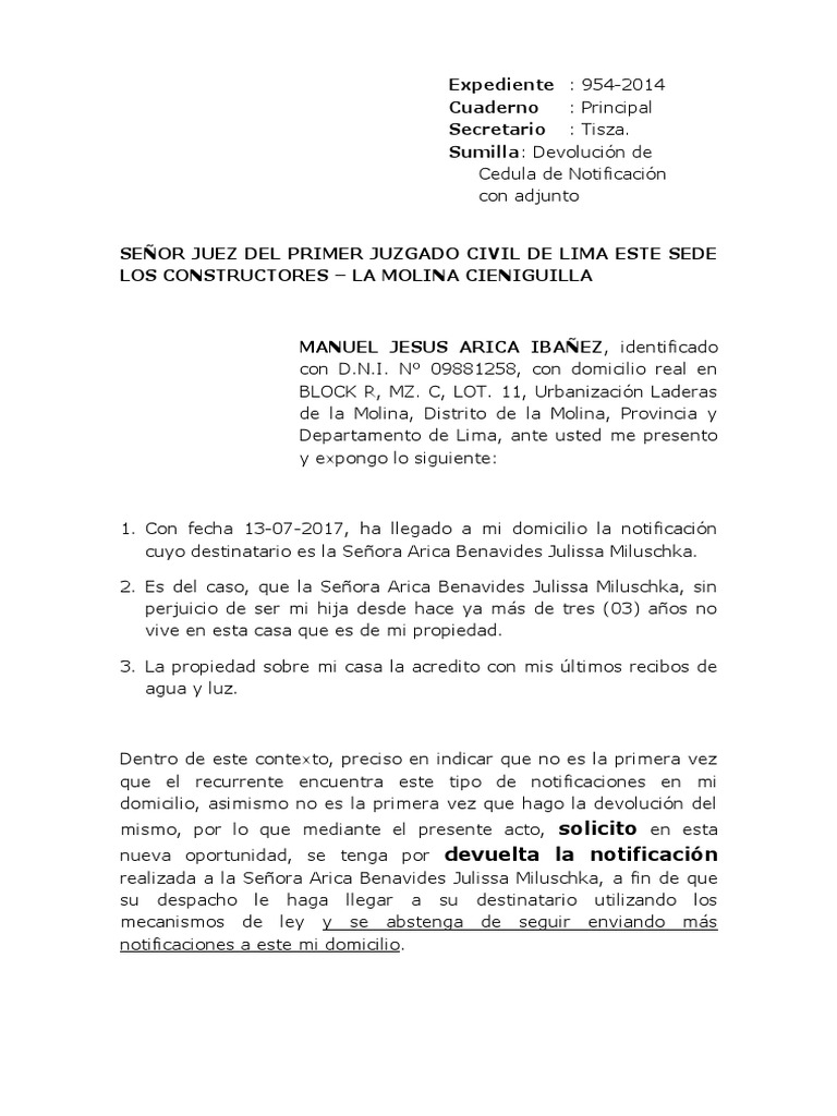 Devolucion de Cedula