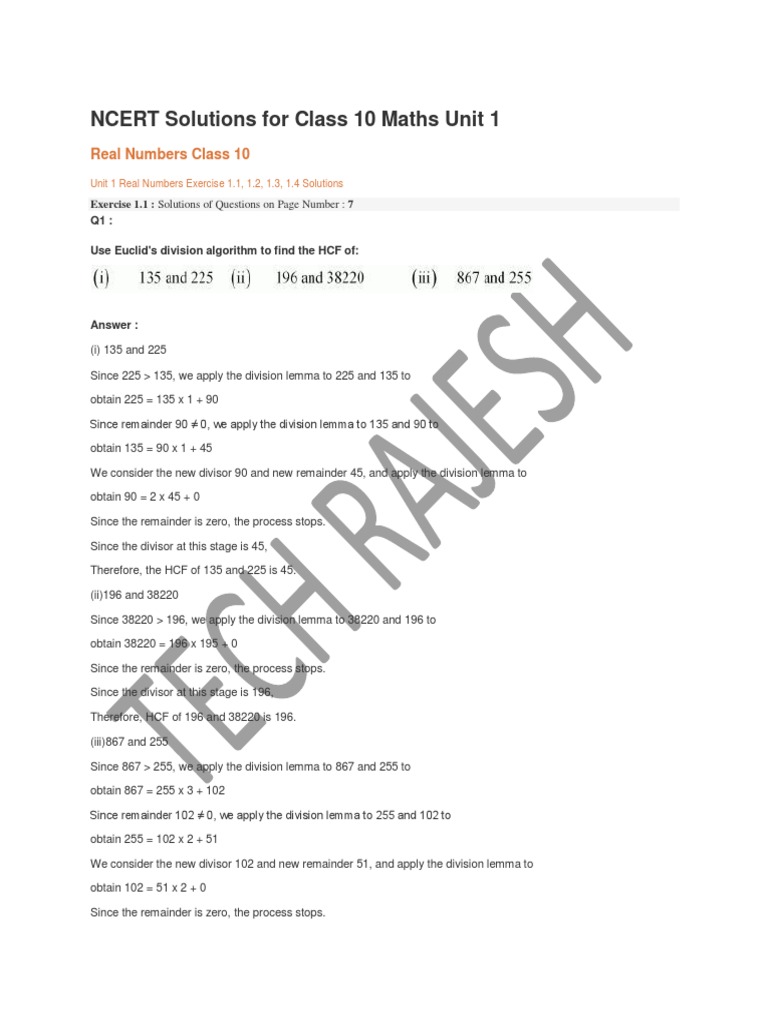 Chapter 1 Real Numbers Solutions | Download Free PDF | Rational Number | Factorization