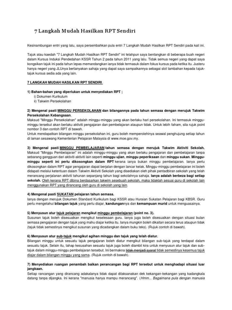 7 Langkah Mudah Hasilkan RPT Sendiri | PDF