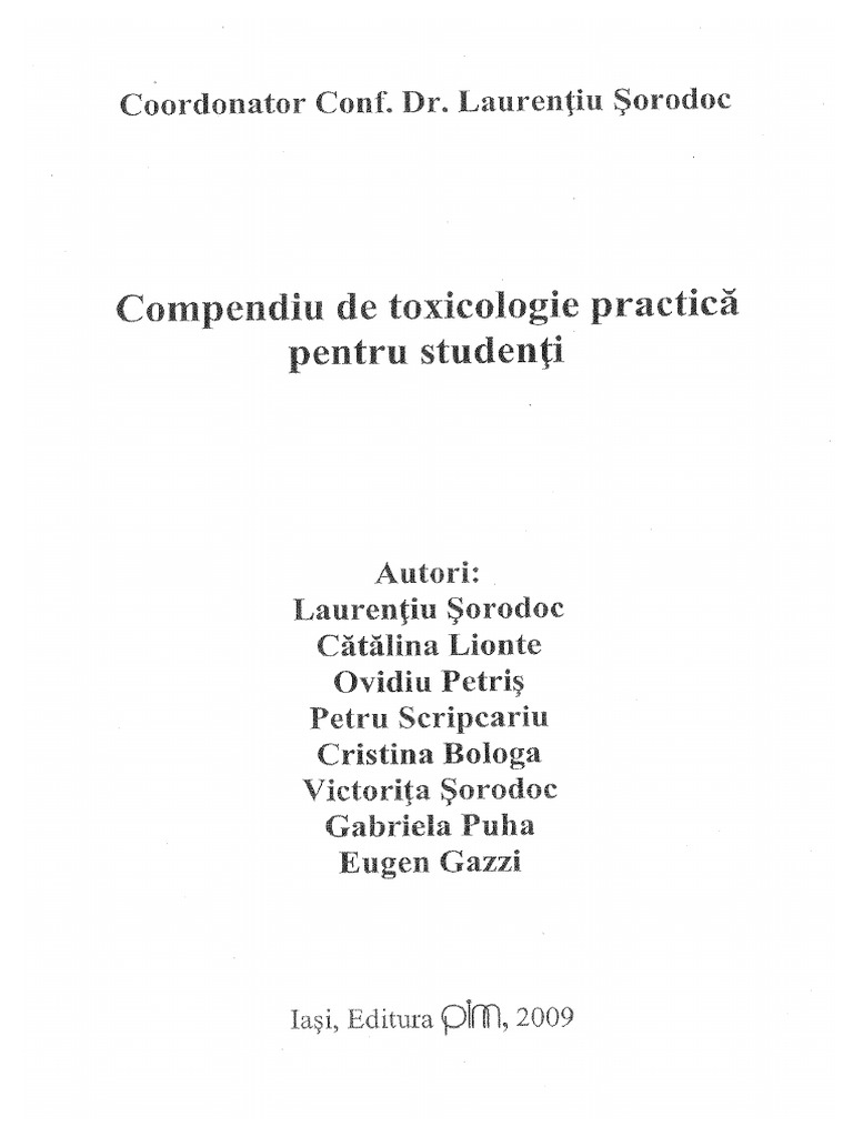 Compendiu de Toxicologie - DR Sorodoc PDF | PDF